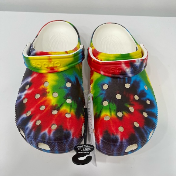 CROCS | Shoes | Crocs Unisex Classic Tiedye Rainbow Graphic Slide Clog ...
